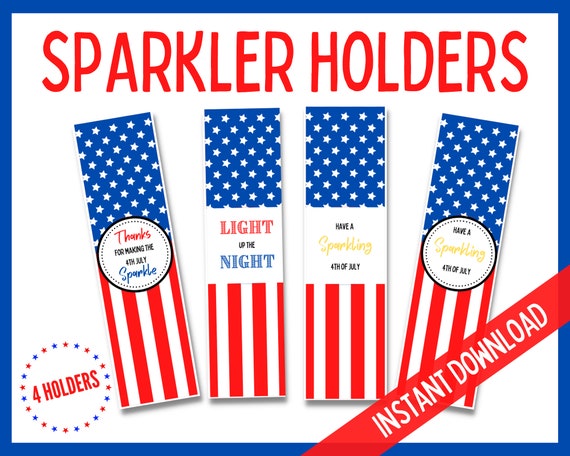 4th of July Sparkler Holders, Fourth of July Sparkler Card, Sparkler ...