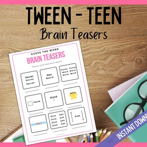 Brain Teasers for Tween and Teens, Teen Fun Games, Tween Games, Pink ...