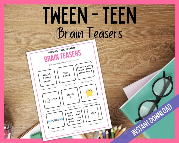 Brain Teasers for Tween and Teens, Teen fun games, Tween Games, Pink ...
