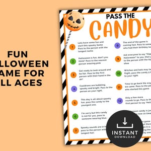 Halloween Pass the Candy Game, Halloween Activity, Pass the Prize Game ...
