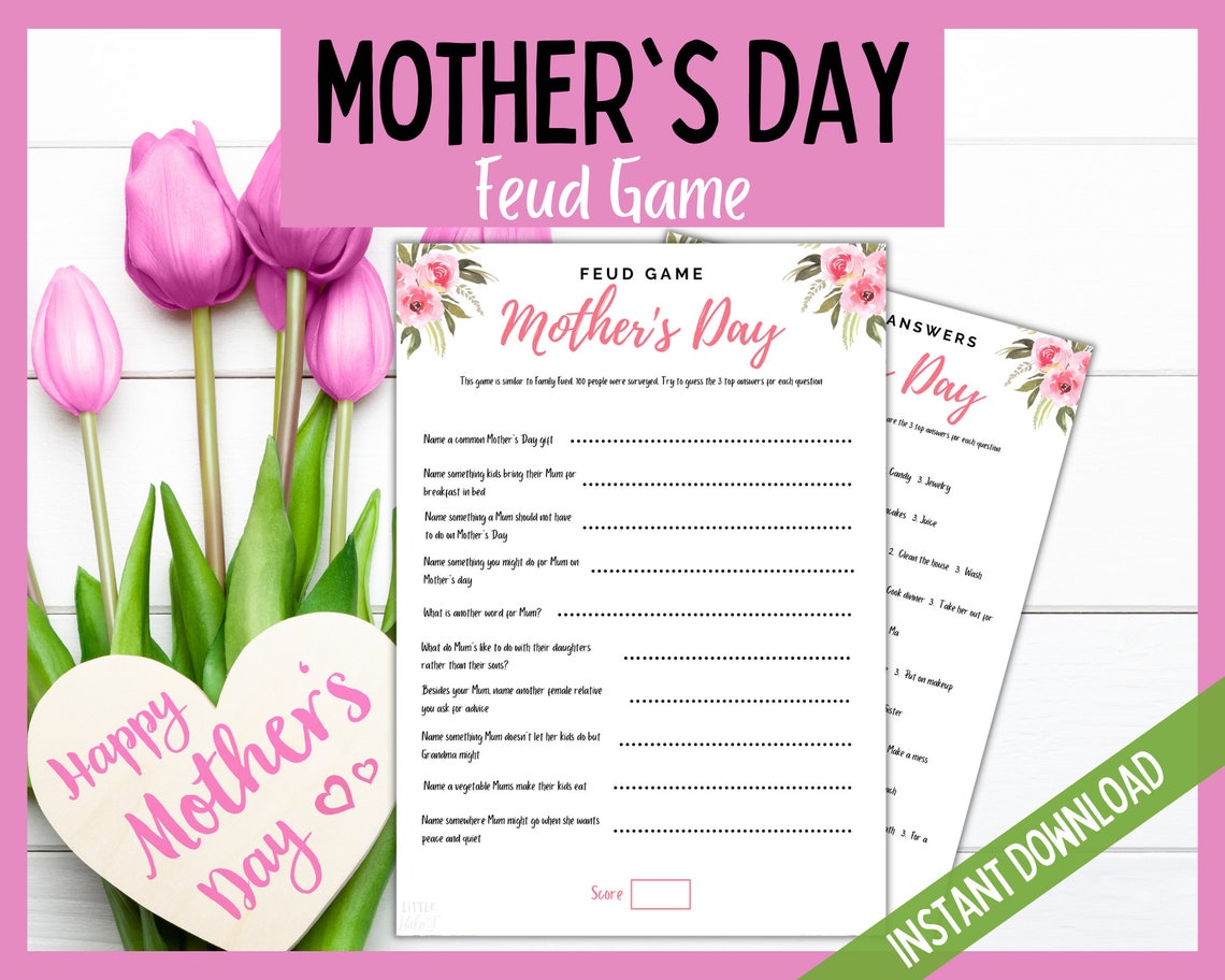 Mother's Day Family Feud Game, Mother's Day Feud Game, Family ...