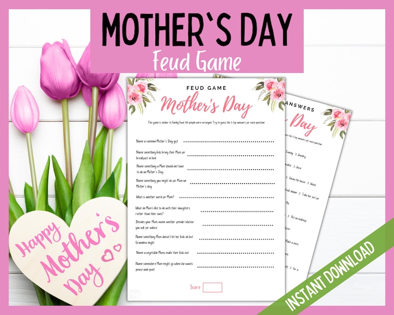 Mother's Day Family Feud Game, Mother's Day Feud Game, Family ...