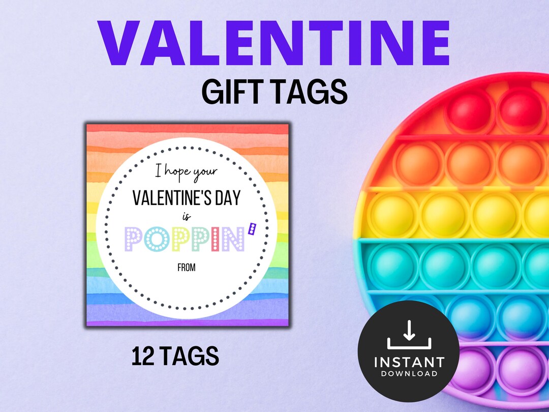 Pop It Valentine Tag, Pop It Gift Tags, Valentines Day Pop It Gift Tags ...