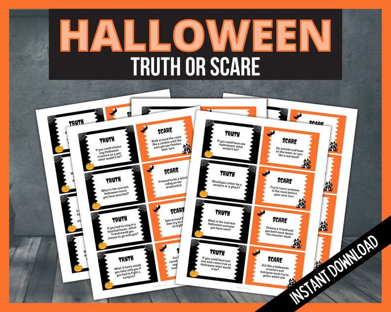 Halloween Truth or Scare, Truth or Dare Halloween Game, Halloween ...