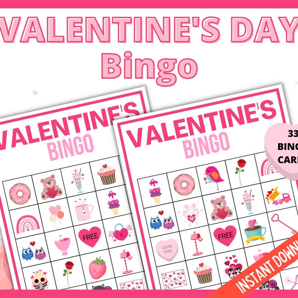 Valentine Bingo Cards - Etsy