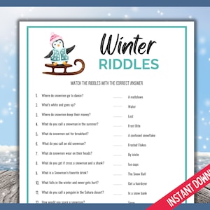Winter Riddles, Fun Cold Weather Game, Holiday Party Game, Wintertime ...