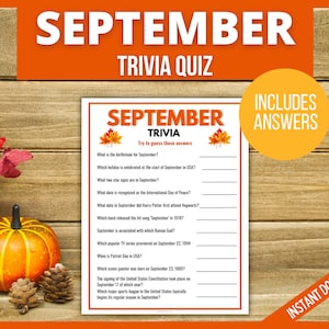 September Trivia Game, Fall Trivia Quiz, Autumn Games, Fall Printable ...