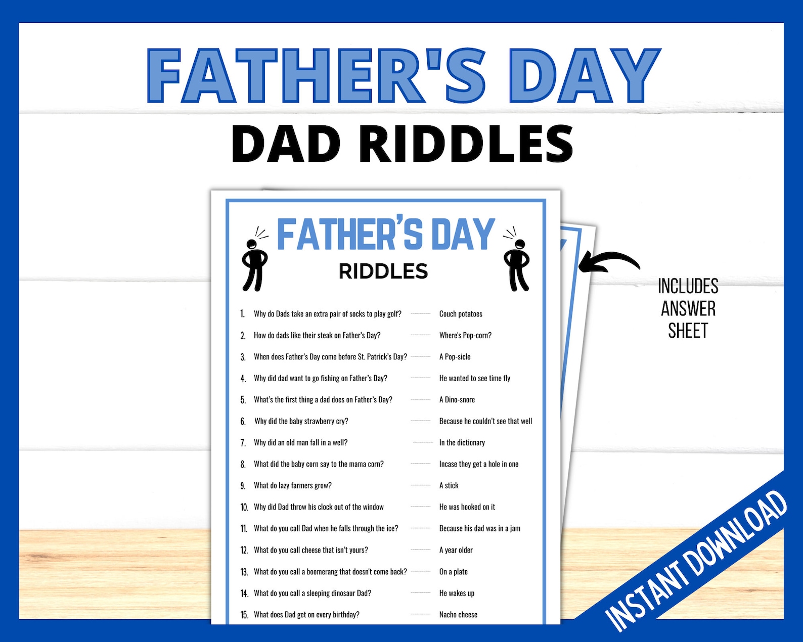 Father's Day Printable Game, Fun Dad Jokes and Riddles, Father's Day ...