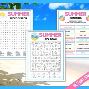 Summer Printable Games Bundle, Summertime Activity, Summer Kids Games ...