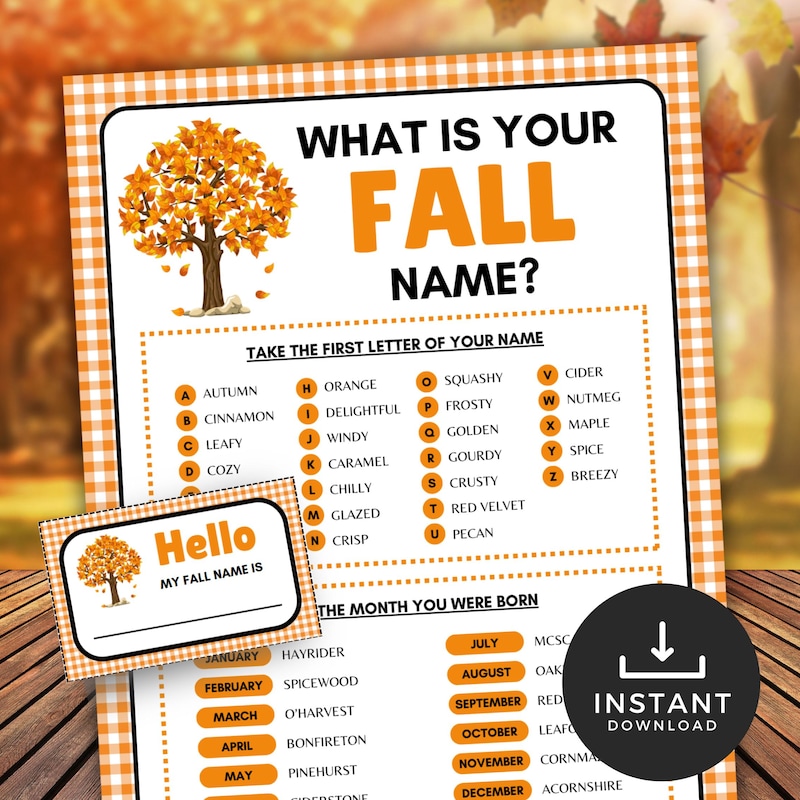 Fall Name Tag Printables - Etsy