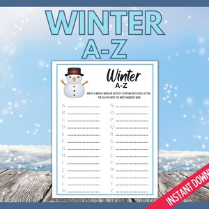 Winter A-Z, Fun Christmas Game, Holiday Party Game, Wintertime Activity ...