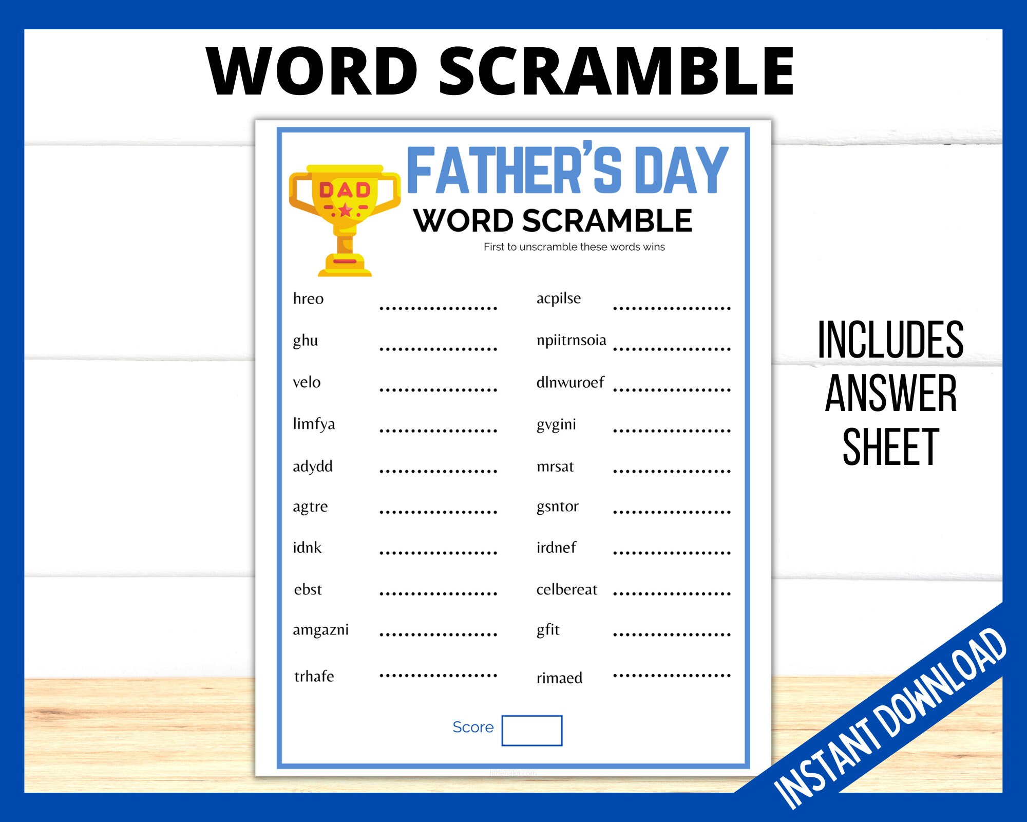 Father's Day Word Scramble Game, Fun Dad Games, Father's Day Game for ...