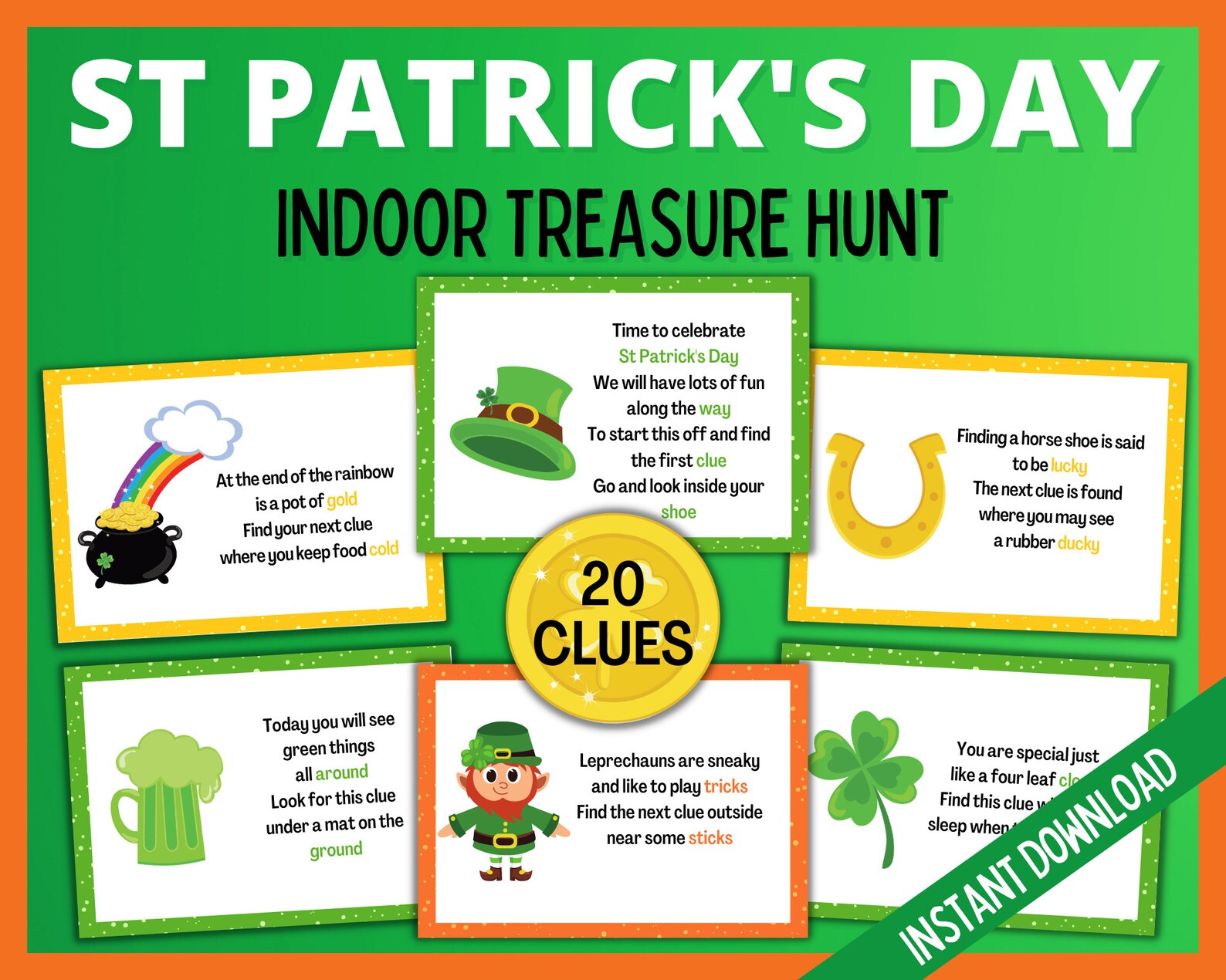 St Patricks Day Scavenger Hunt for Kids St Patricks Day | Etsy