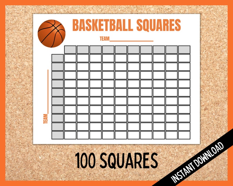 Printable Basketball Squares Game, Collage Basketball Party Games ...