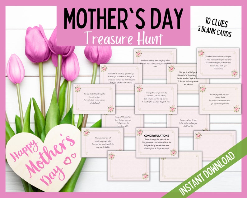 Mother's Day Treasure Hunt Clues Mother's Day - Etsy