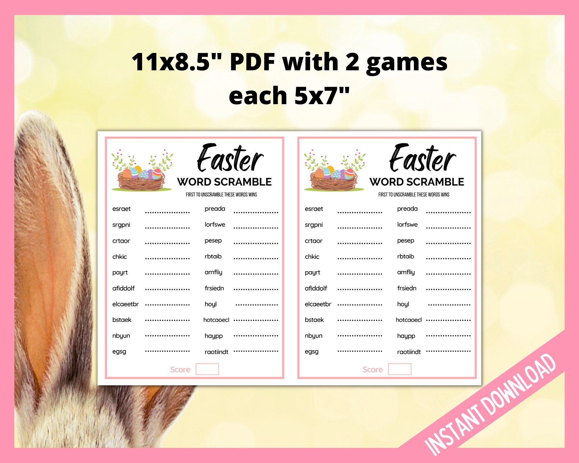 Easter Word Scramble, Easter Party Games, Easter Word Unscramble Party ...