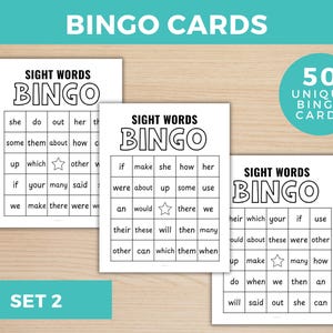Sight Words Bingo, 200 Bingo Cards, Fry's First 100 Words, High ...