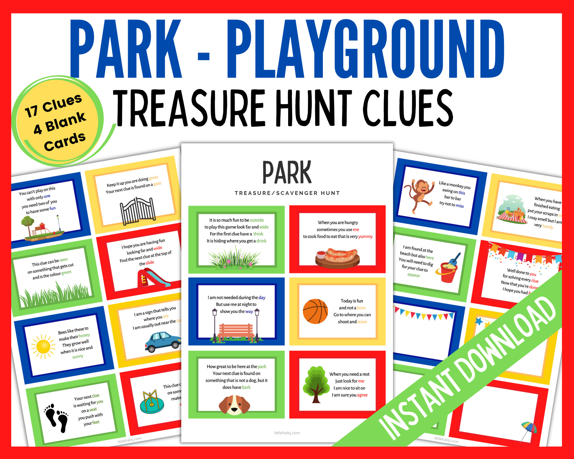 Park Treasure Hunt Clues, Playground Treasure Hunt, Park Scavenger Hunt ...