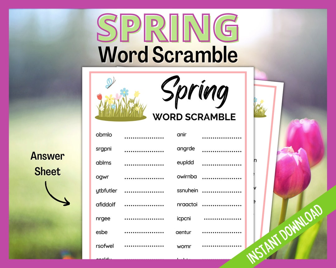 Spring Word Scramble Game, Printable Spring Game, Spring Activity for ...