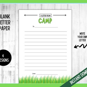 Printable Letter From Camp, Summer Camp Stationery, Kids Summer Camp ...