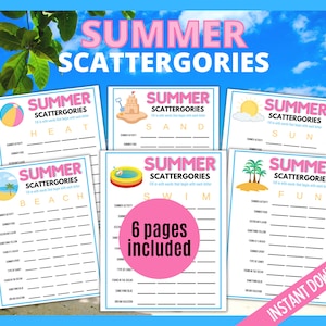 Summer Scattergories Game, Summer Printable Activity for Kids and ...