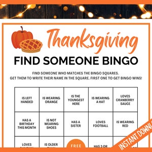 Thanksgiving Find Someone Who Game, Thanksgiving Printable Games ...