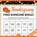 Thanksgiving Find Someone Who Game, Thanksgiving Printable Games ...