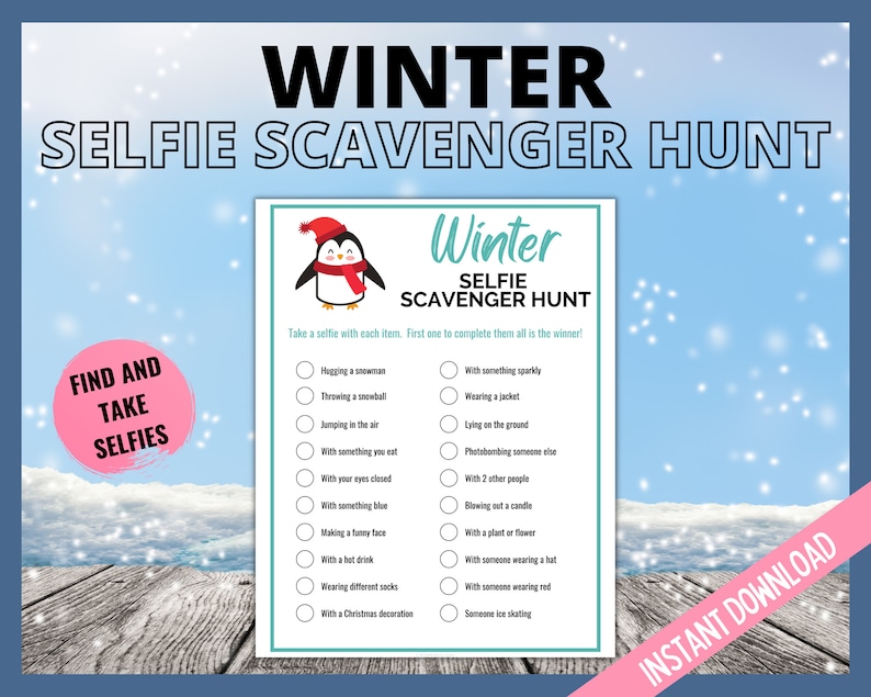 Winter Selfie Scavenger Hunt Fun Winter Game Cold Weather - Etsy