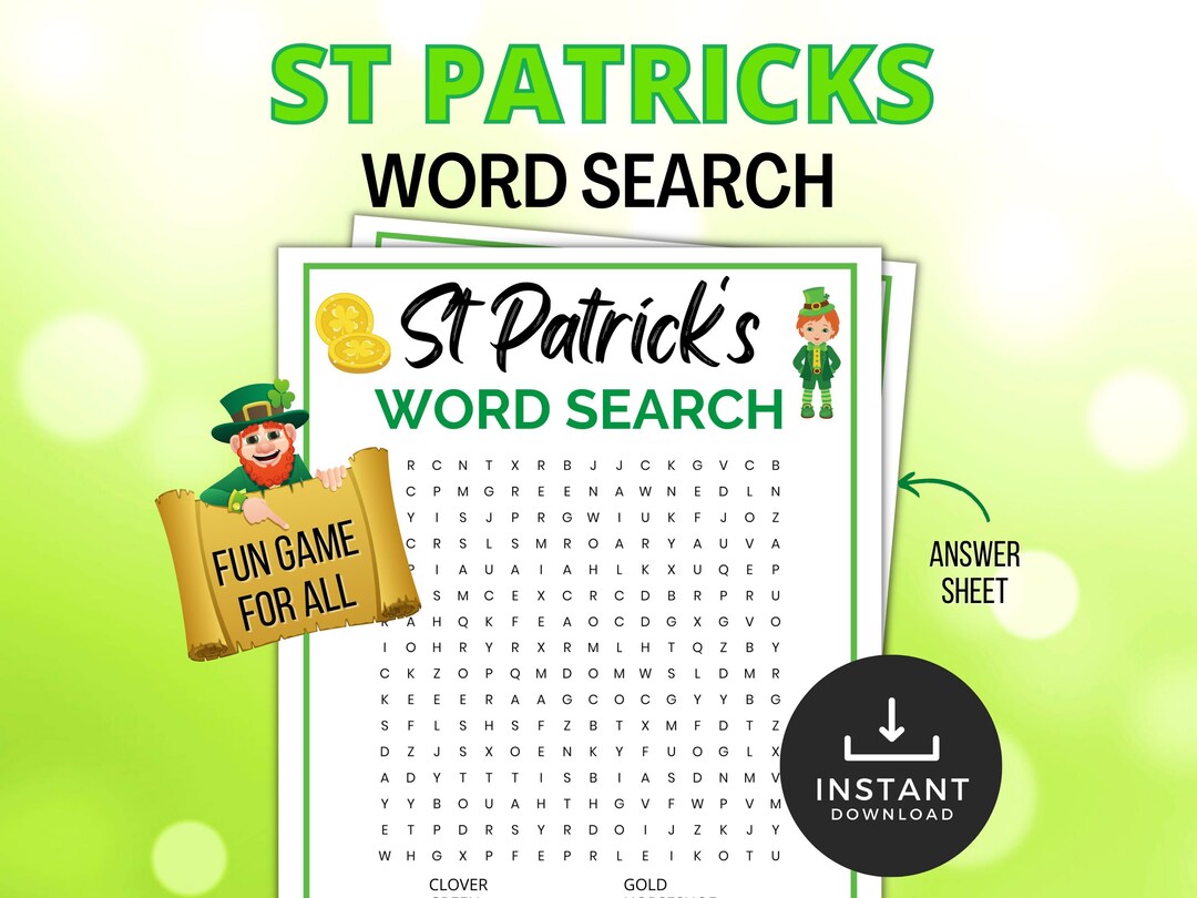 St Patrick's Day Word Search, Fun St Paddys Printable Games, St ...