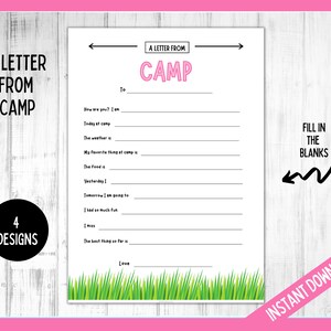 Printable Letter From Camp, Summer Camp Stationery, Kids Summer Camp ...