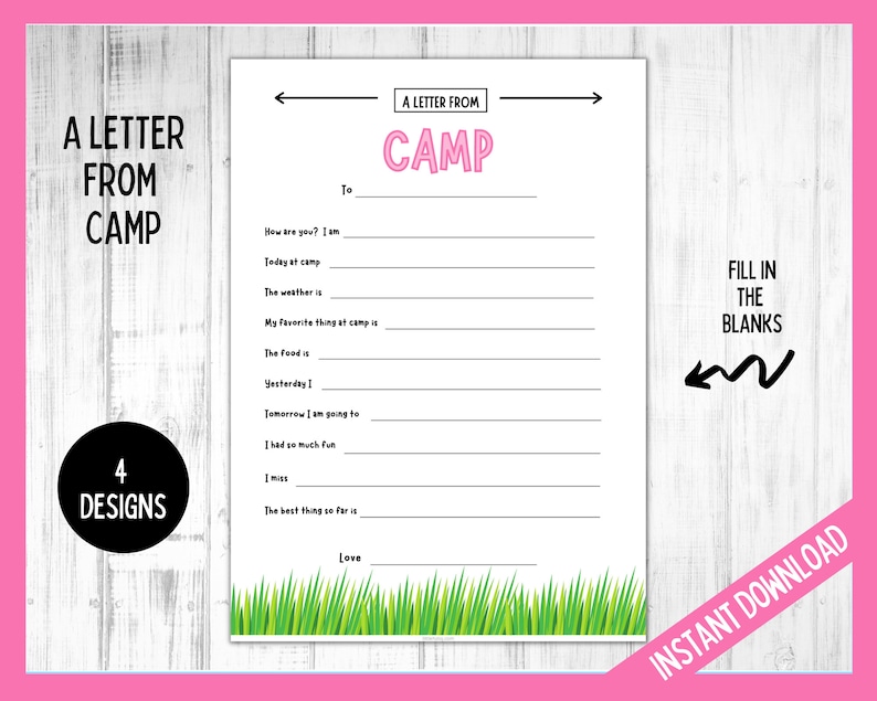 Printable Letter From Camp, Summer Camp Stationery, Kids Summer Camp ...