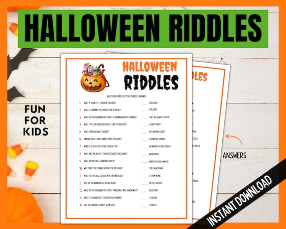 Halloween Riddles for Kids Halloween Riddles Party Gamekids - Etsy
