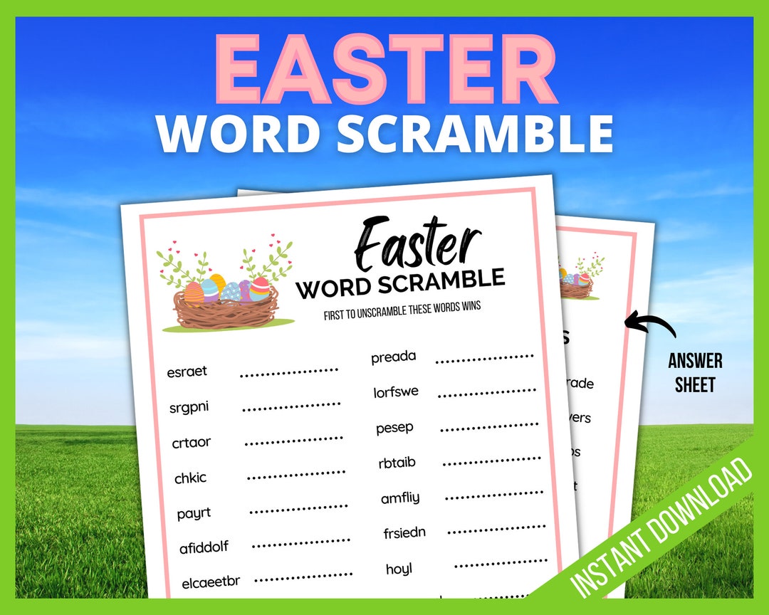 Easter Word Scramble, Easter Party Games, Easter Word Unscramble Party ...