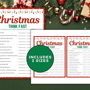Christmas Think Fast Game, Christmas Printable Game, Christmas Family ...
