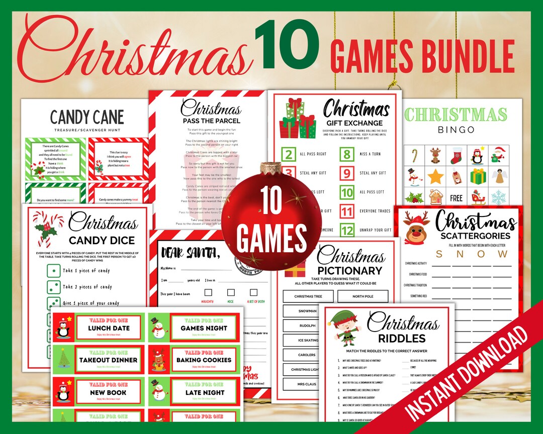 Christmas Games Bundle Xmas Party Games Bundle Printables - Etsy