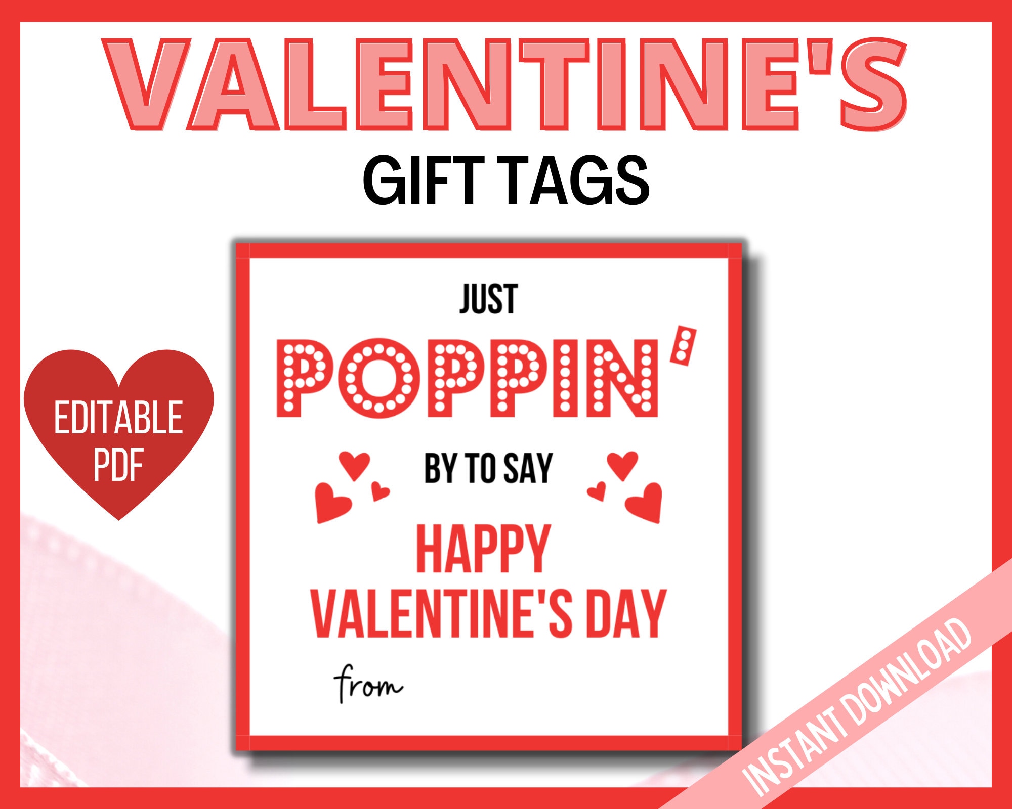 Editable Pop It Valentines Card, Personalized Valentines Tag, Valentine ...