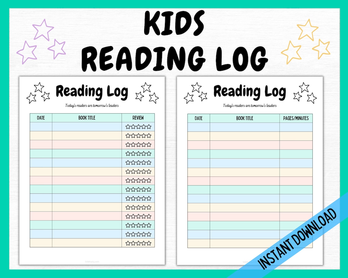 Kids Reading Log Printable Kids Reading Chart Kids Reading - Etsy