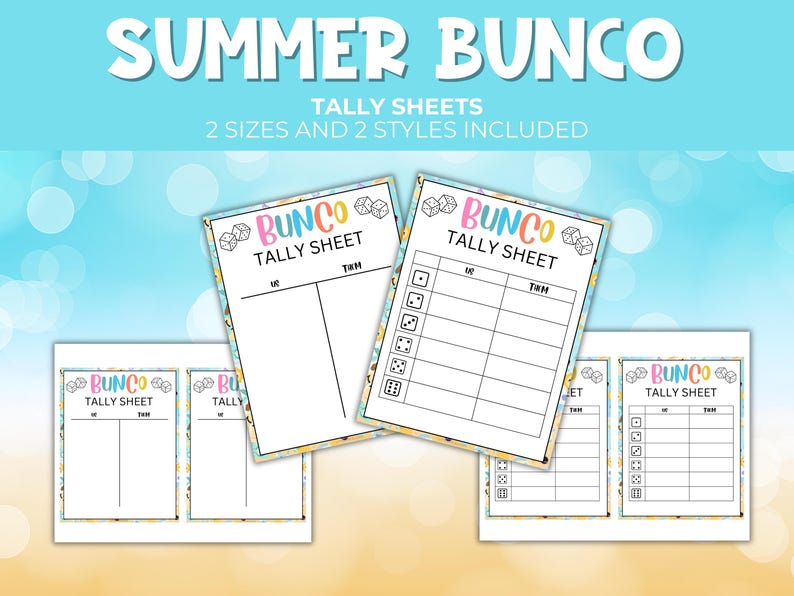Summer Bunco Printable Party Pack and Scorecards, Bunco Game Rules ...