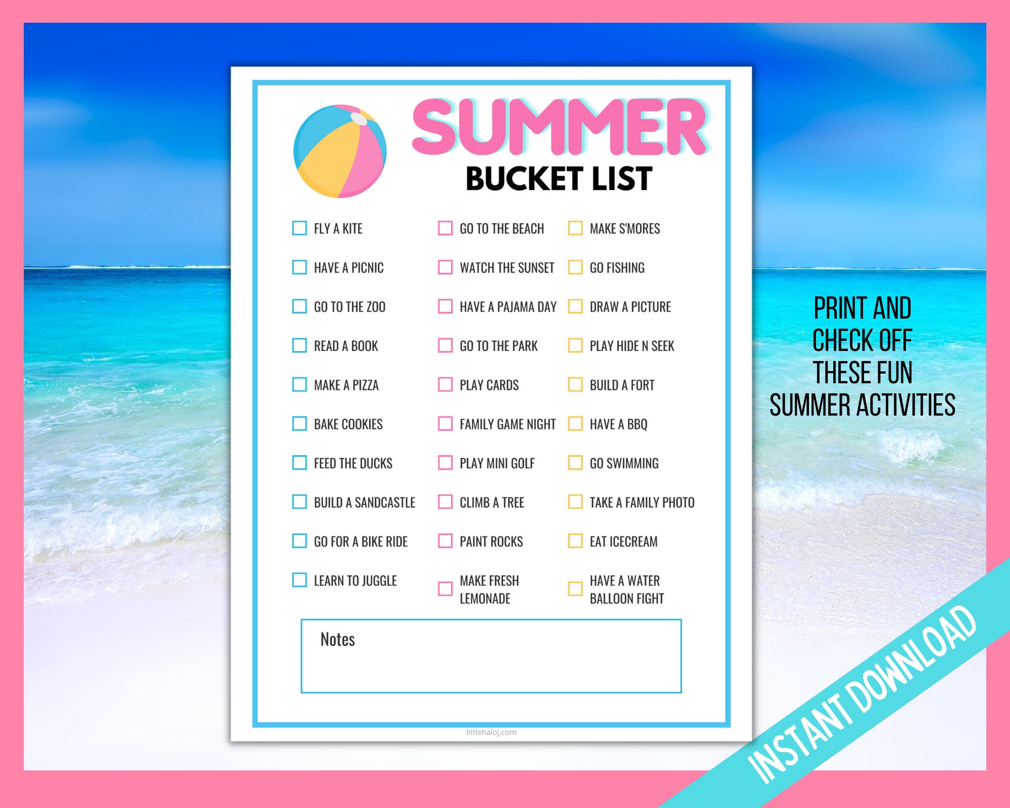 Summer Bucket List Printable, Editable Summer Bucket List, Summer Break ...