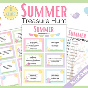 Summer Treasure Hunt Clues, Outdoor Treasure Hunt Clues, Summer ...