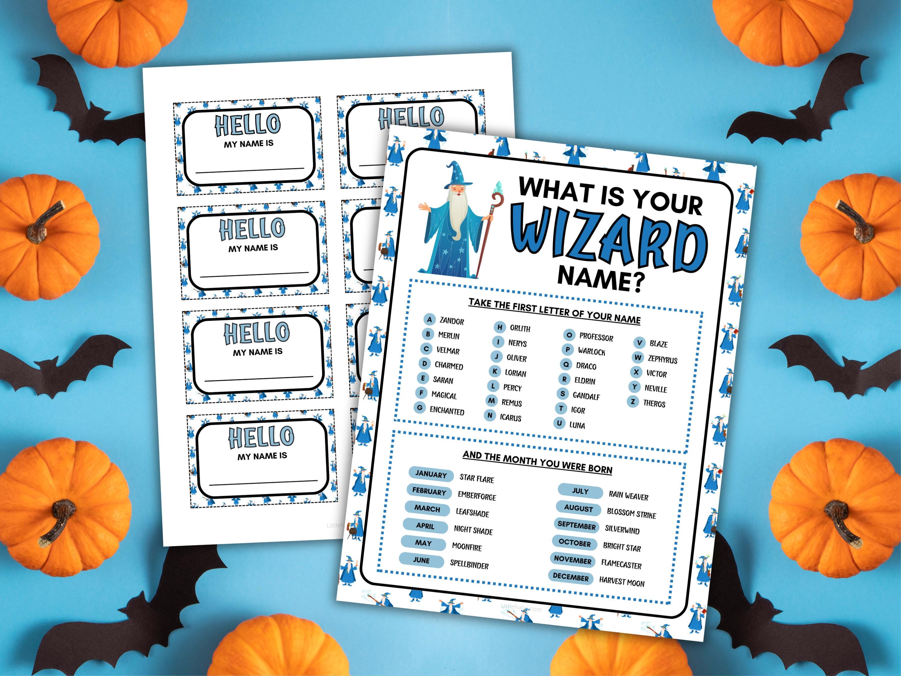 What's Your Wizard Name, Wizard Printable Game, Kids Party Games ...