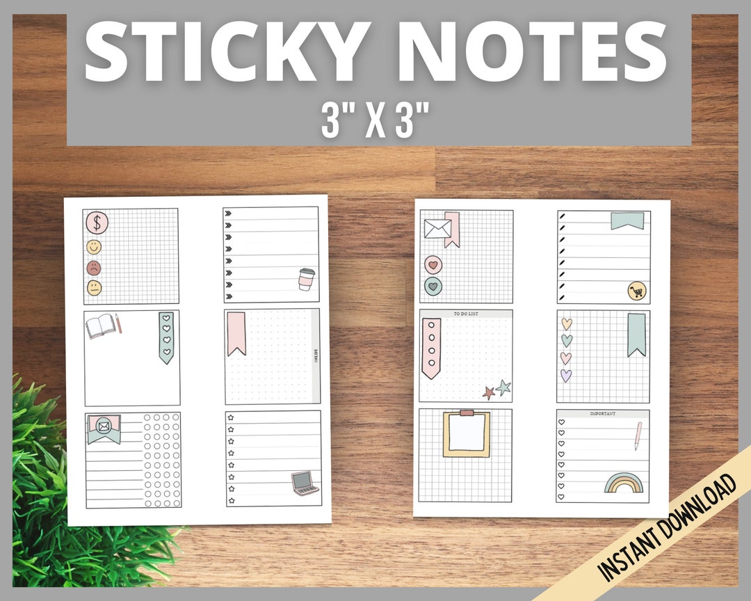 Planner Sticky Notes, 12 Minimalist Printable Sticky Notes, to Do List ...