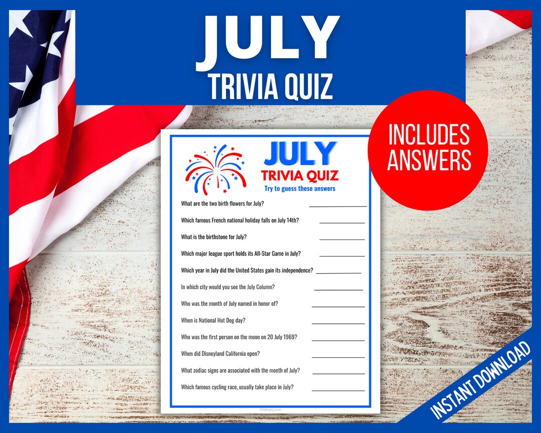 July Trivia Game, Summer Trivia Quiz, Summer Games, Summer Printable ...
