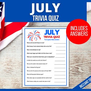 July Trivia Game, Summer Trivia Quiz, Summer Games, Summer Printable ...