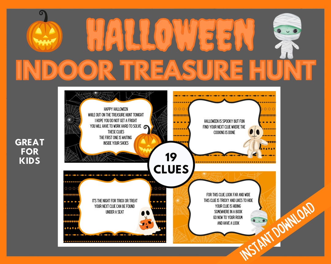 Kids Indoor Halloween Treasure Hunt, Halloween Party Games for Kids ...