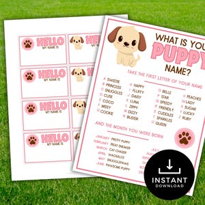 What is Your Puppy Name Game Printable, Pink Puppy Party Game ...
