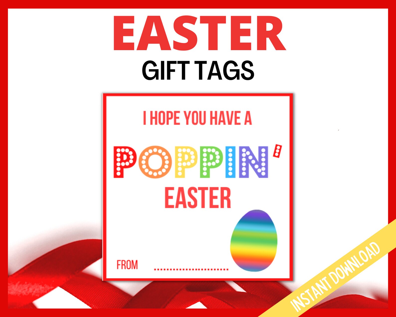 Easter Poppin Gift Tags, Kids Easter Card, Easter Poppin Cards, Poppin ...