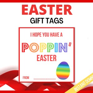 Easter Poppin Gift Tags, Kids Easter Card, Easter Poppin Cards, Poppin ...