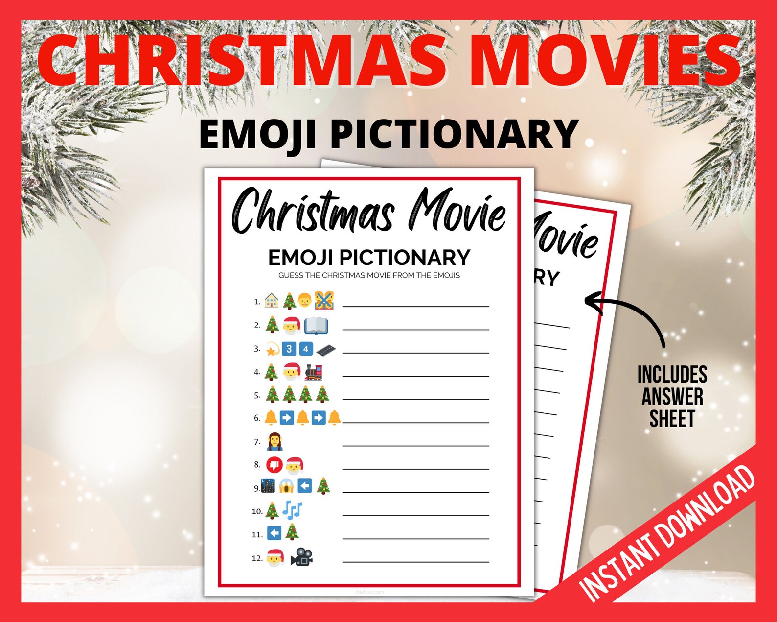 Christmas Movie Emoji Pictionary Game Fun Christmas Game - Etsy