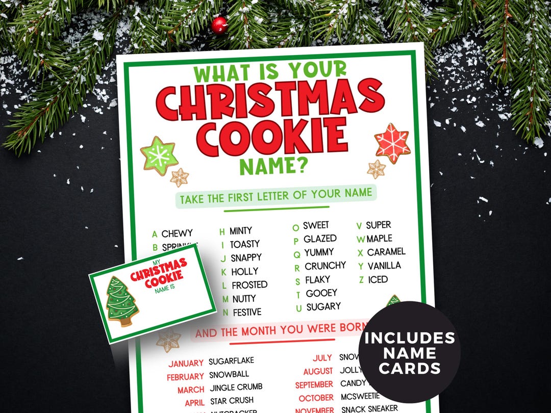What's Your Christmas Cookie Name, Christmas Printable Game ...